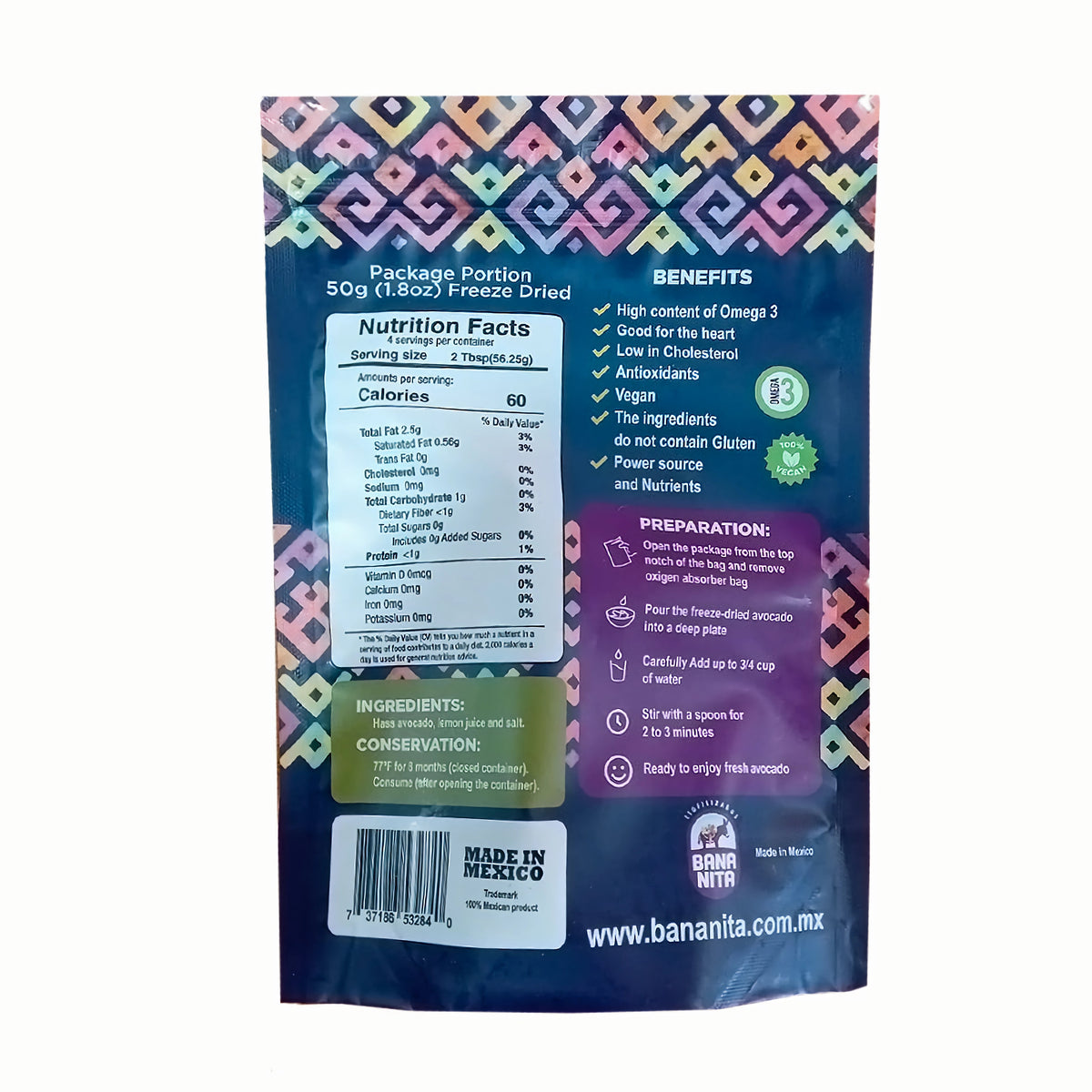 Viva Avocado Liofilizado, Bananita 50 g – Kenko Foods