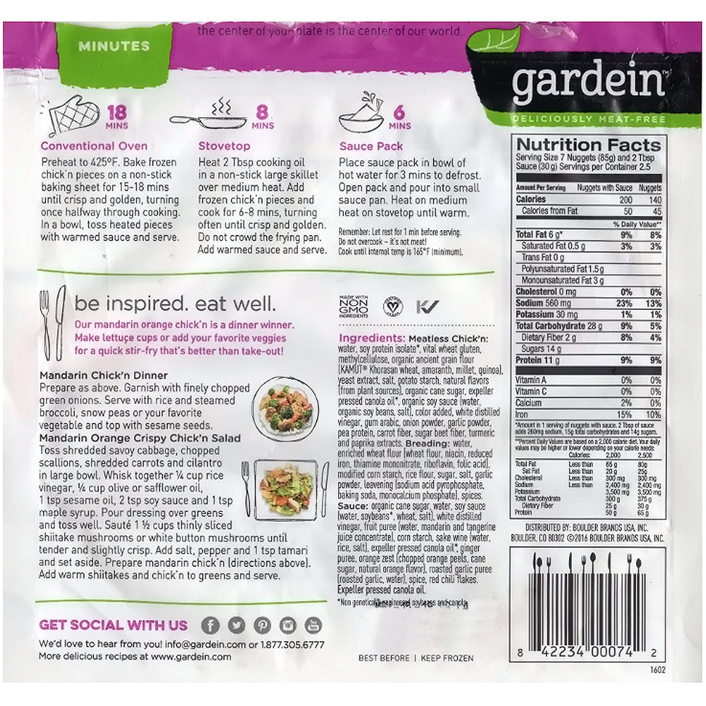 Mandarin Orange Crispy Chicken, Gardein 300 g – Kenko Foods